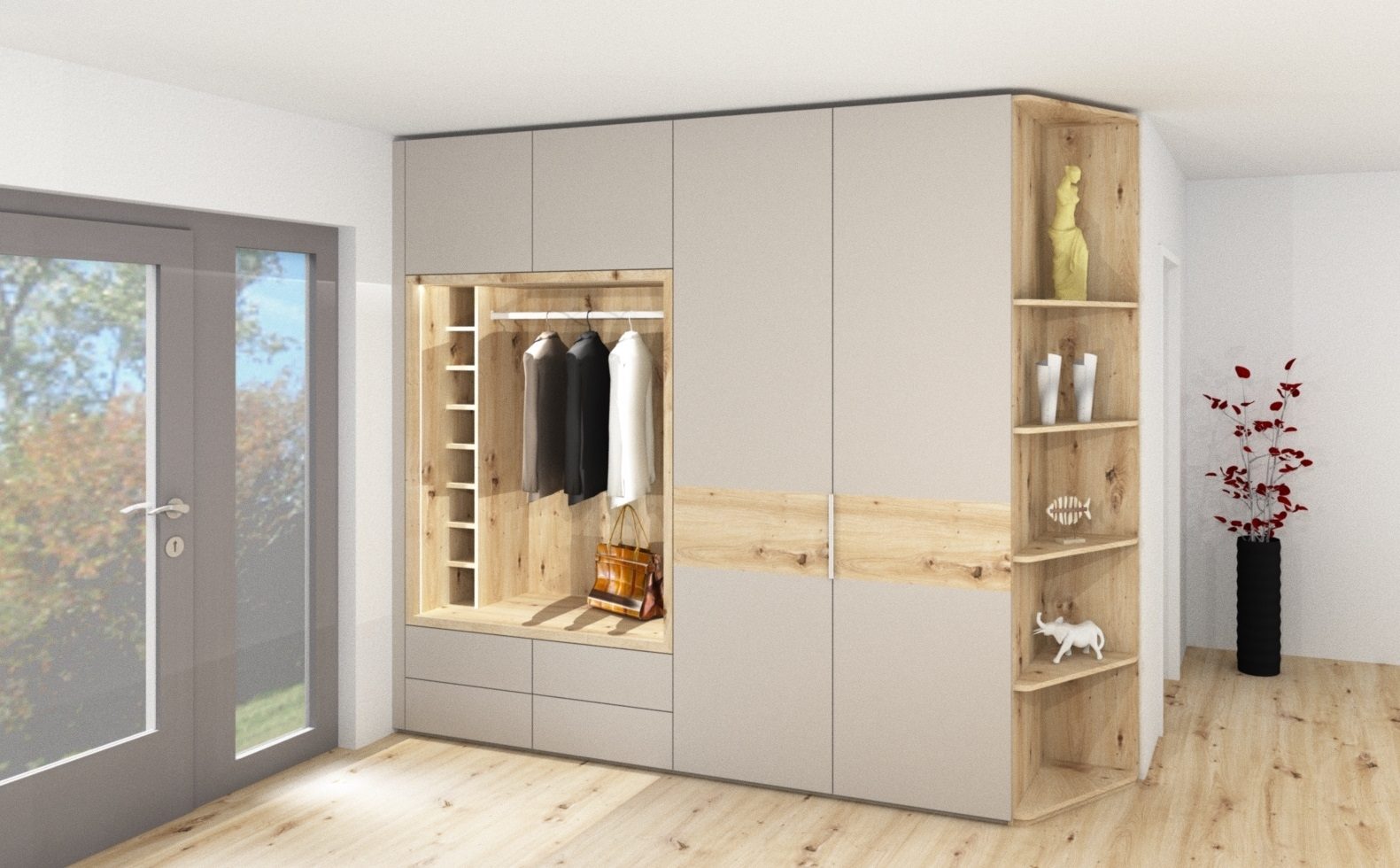 Schiebetur Nische Garderobe